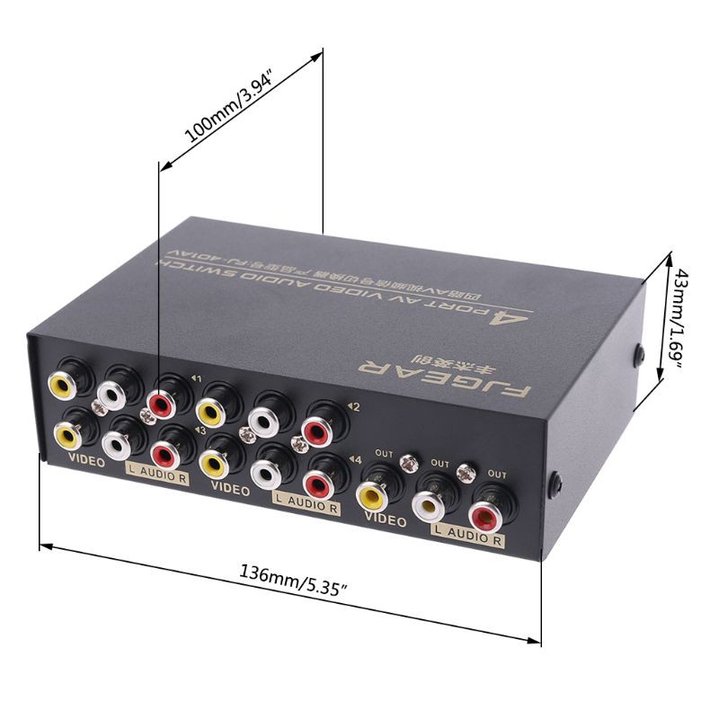 4 Port AV Video RCA 4 Input 1 Output Switcher Switch Selector Splitter ...