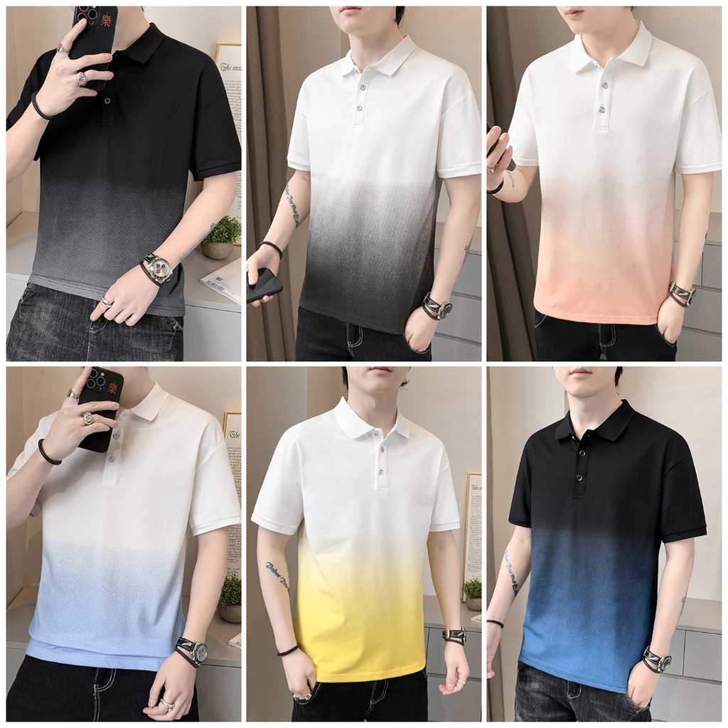 Advanced custom breathable fabric gradient color Polo Shirt Korean ...