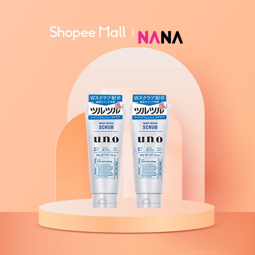 Shopee x Shiseido Brand Box - Shiseido Uno Men's Face Wash Whip Wash Scrub - Blue 130g x2 ...