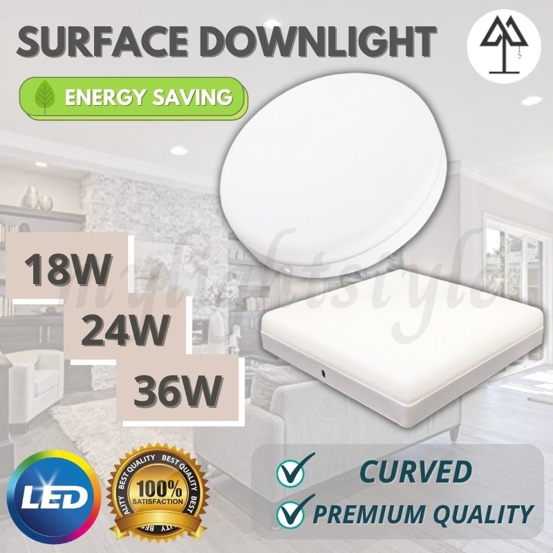 [Premium] 18W 24W 36W 48W LED SURFACE CURVED DOWNLIGHT MOUNTED WHITE ...