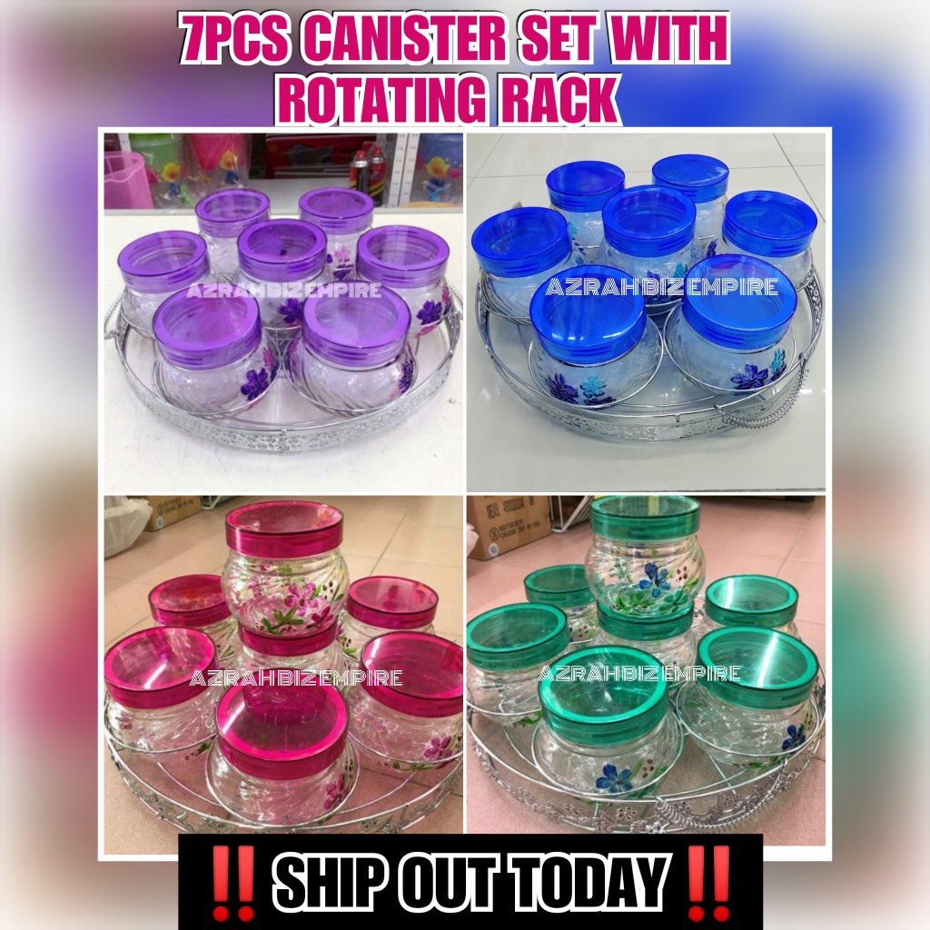 HOT! 8PCS CANISTER JAR SET WITH ROTATING RACK / CANISTER SET/ BALANG ...
