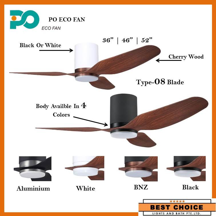 Yes Wifi PO ECO GUST H3 DC Motor Ceiling Fan Hugger PO_03 + Blade Type ...