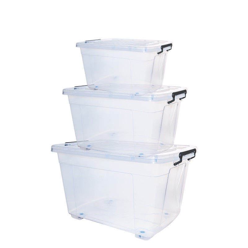 Opus transparent stackable storage box with side handles and 4 wheels ...
