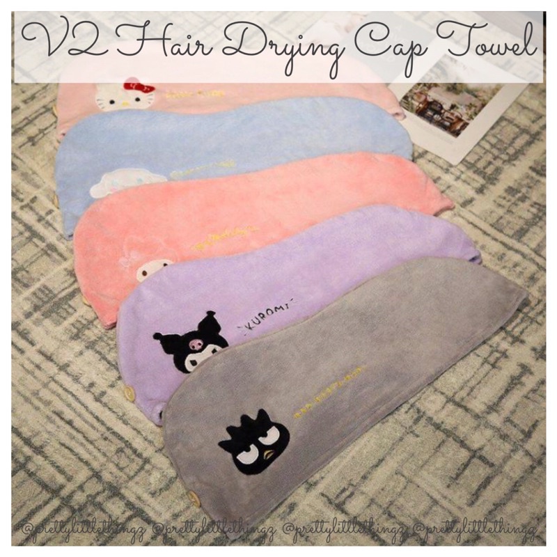 * SG READY STOCK * V2 Hair Drying Cap Towel (Melody, Hello Kitty ...