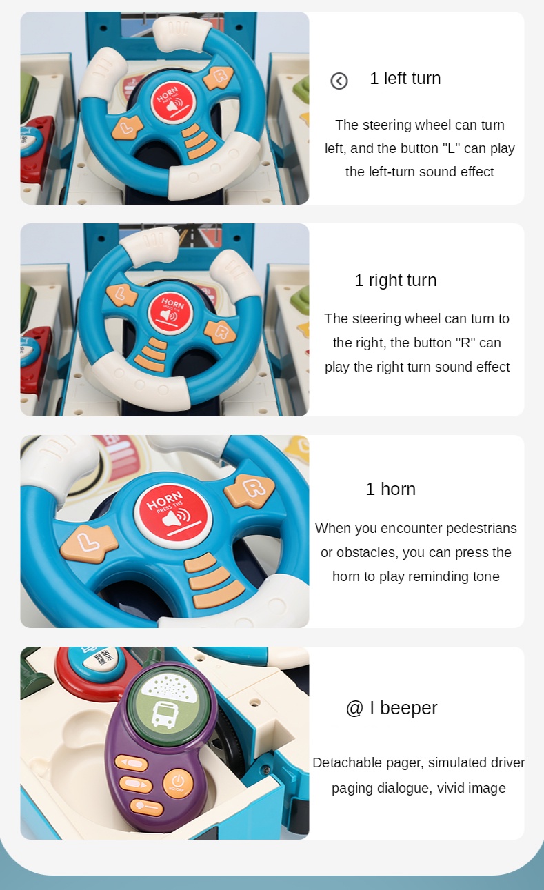 Children Simulation Driving Toy Steering Wheel Toy Multifunctional Car ...