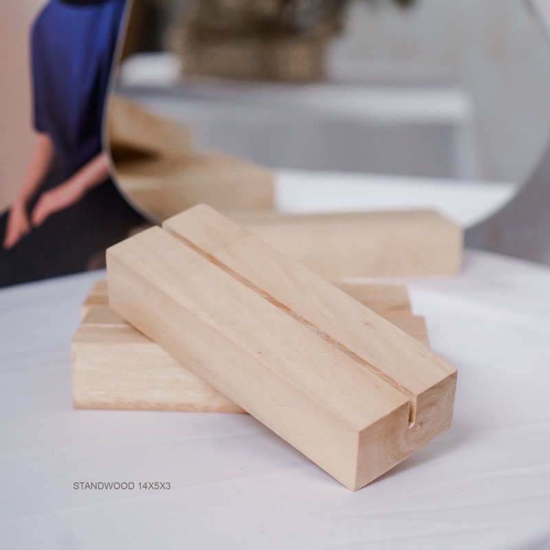 KAYU Wooden Stand Acrylic Tag Holder Acrylic Holder Tad Dutch Teak Wood ...