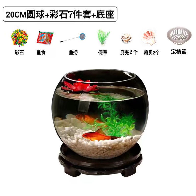 Transparent Glass Fish Tank Living Room Home Ball Fish Tank Small Fish ...
