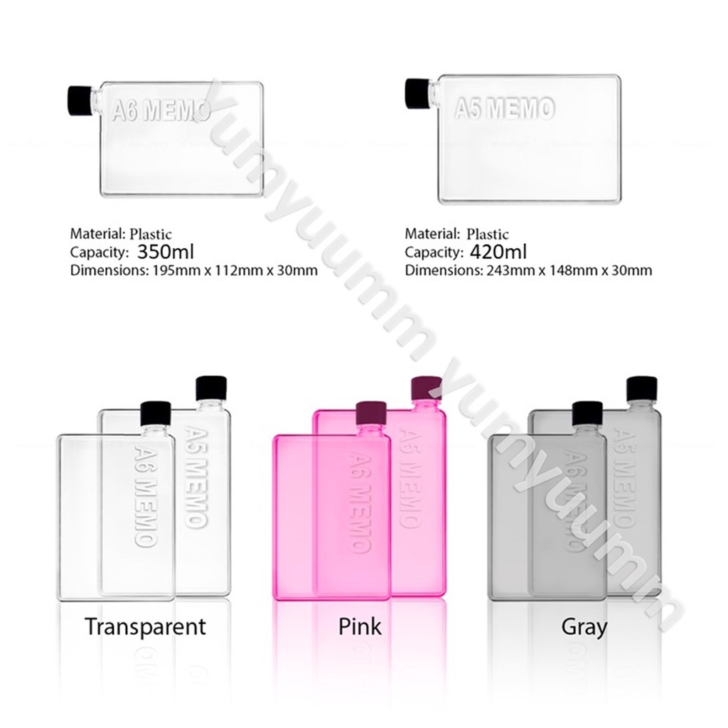 Notebook Flat Water Bottle A5 A6water Bottle Clear Book Portable Paper ...