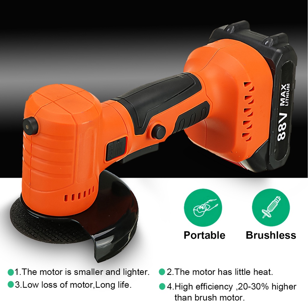 2500W 88VF Brushless Angle Grinder Mini Cordless Electric Polishing ...