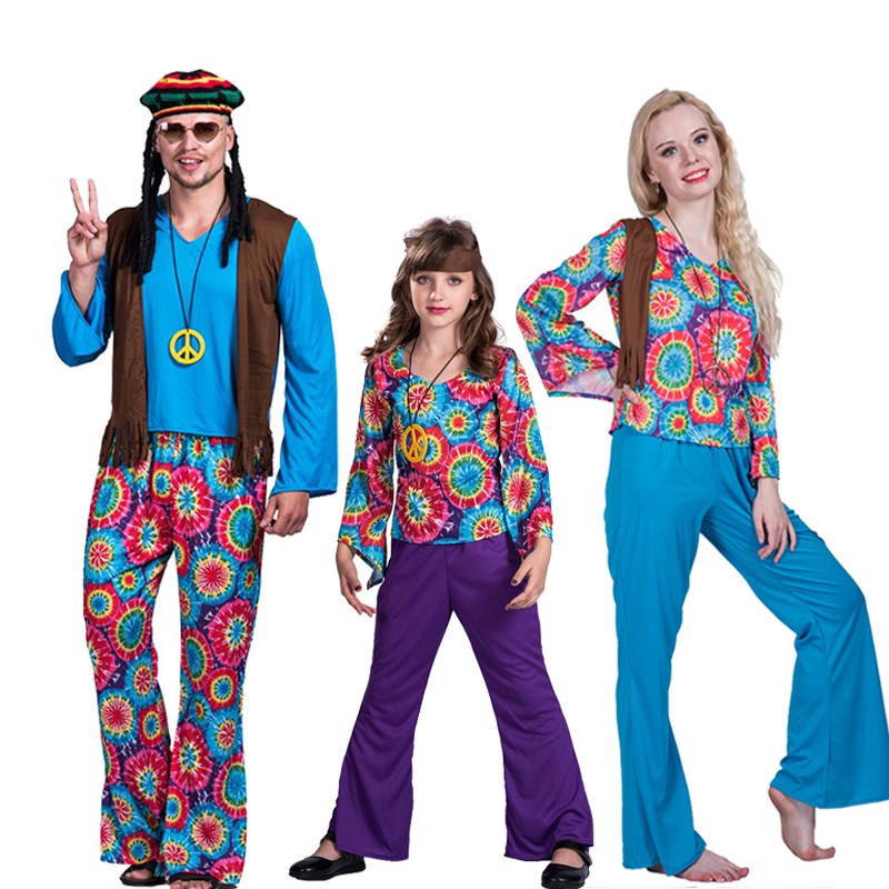 Fast Delivery Women&Men Disco Hippie Costume For Purim Party Game Adult ...