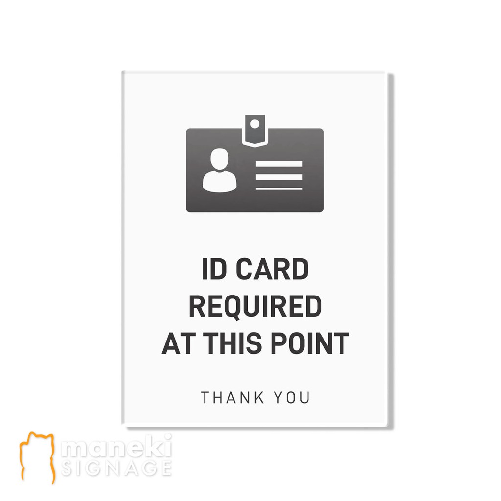 Acrylic ID Card Required At This Point Sign | Shopee Singapore
