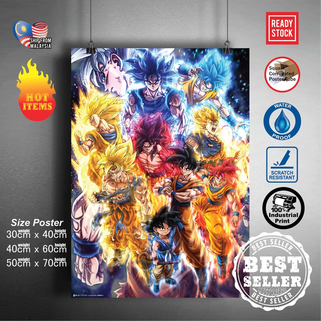 Dragon Ball Poster Super Sanyan Goku Vegeta Gohan Frieza Anime Poster ...