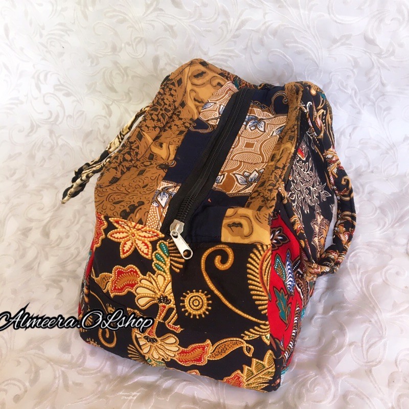 Small tote bag / top handle bag / batik bag / home made batik patchwork ...