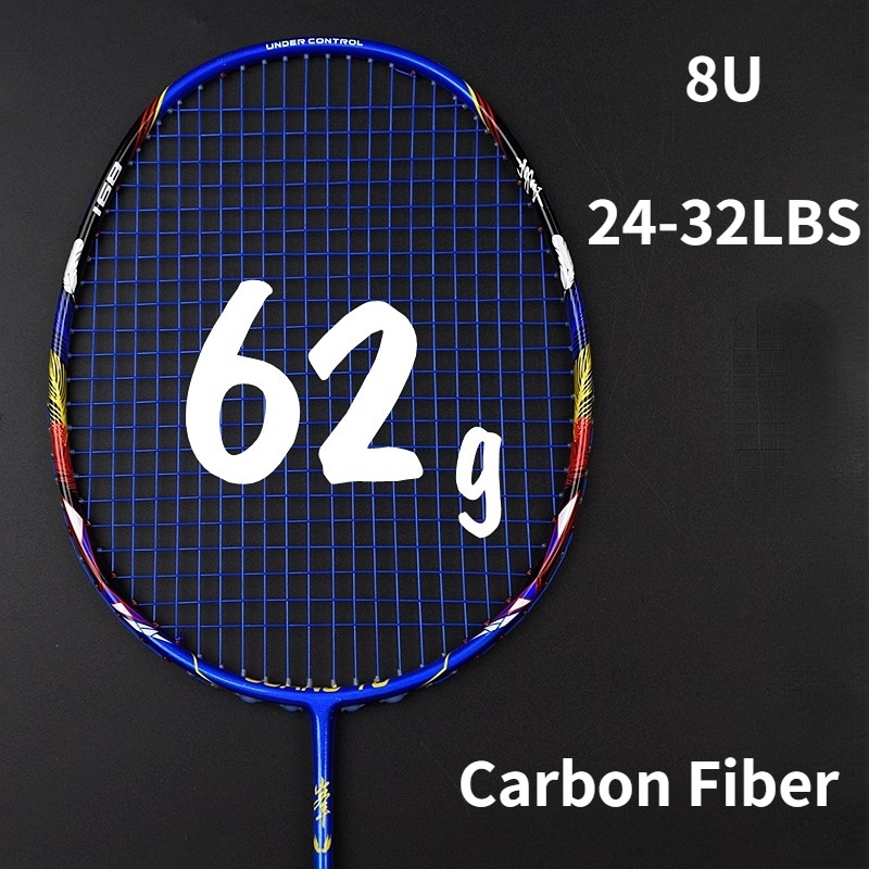 GY 8U 62g Carbon Fiber Badminton Rackets Ultra Light Badminton Racket 24-32LBS | Shopee Singapore