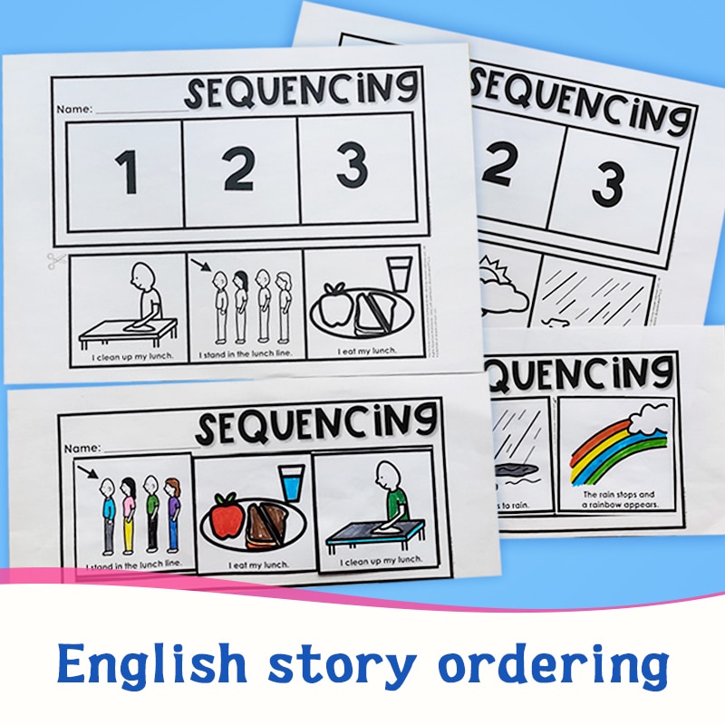 13Pcs English Stories Sequencing Coloring and Clipping English Stories ...