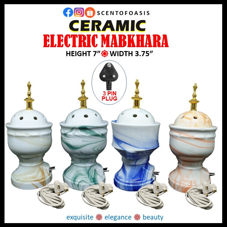 CERAMIC ELECTRIC MABKHARA (3 PIN PLUG) for bukhoor bakhoor oud oudh ...