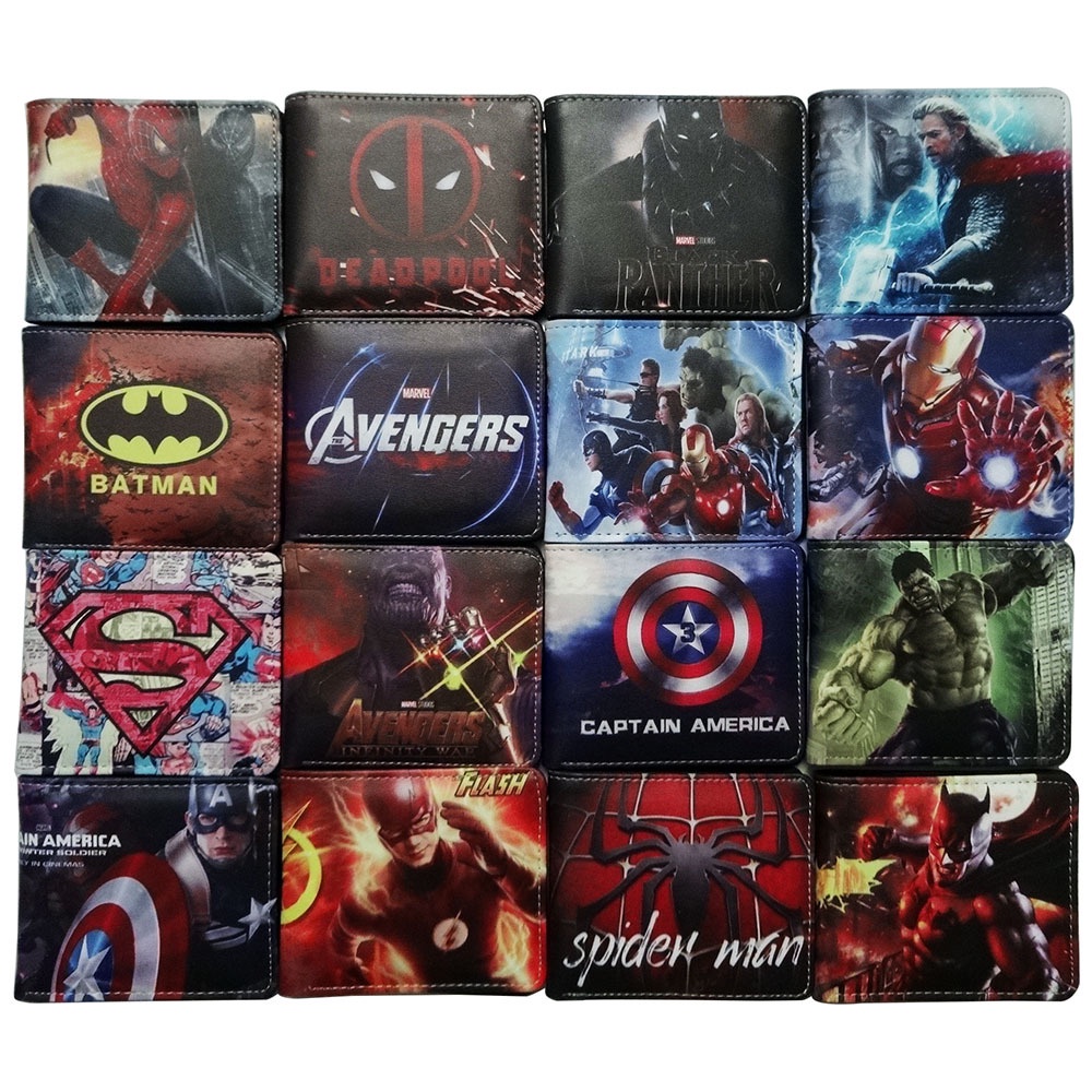 Marvel Anime Wallet Spider-Man Iron Man PU Shorts Coin Purse Fashion ...