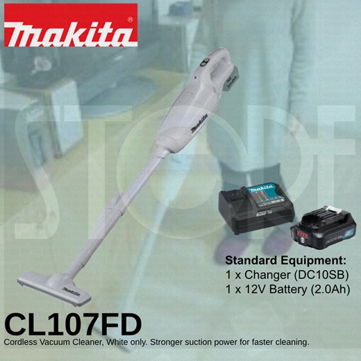 MAKITA 12V CL107FD (White ) Cordless Vacuum Cleaner (Included 1 x Charger and 1 x Battery ...