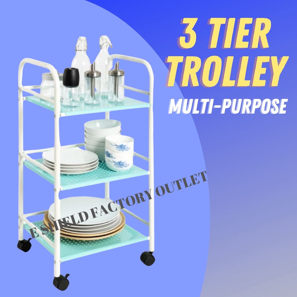 3 Tier Kitchen Trolley Bathroom Trolley Multi-Purpose Storage ...