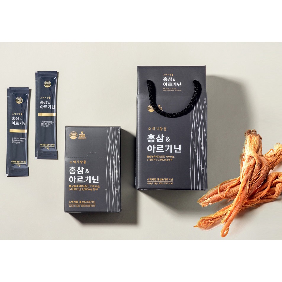 [HAEIN] Korean Red Ginseng Extract & Arginine Portable Stick, 15g X 30 ...
