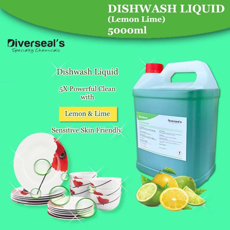 HOUSEHOLD Dishwasher Liquid Detergent Concentrated 5000ml Green Lemon ...