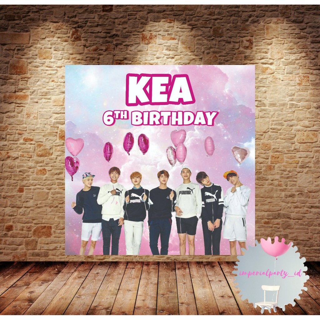 Custom Backdrop Banner Korean BTS BT21 Army Happy Birthday Banner ...