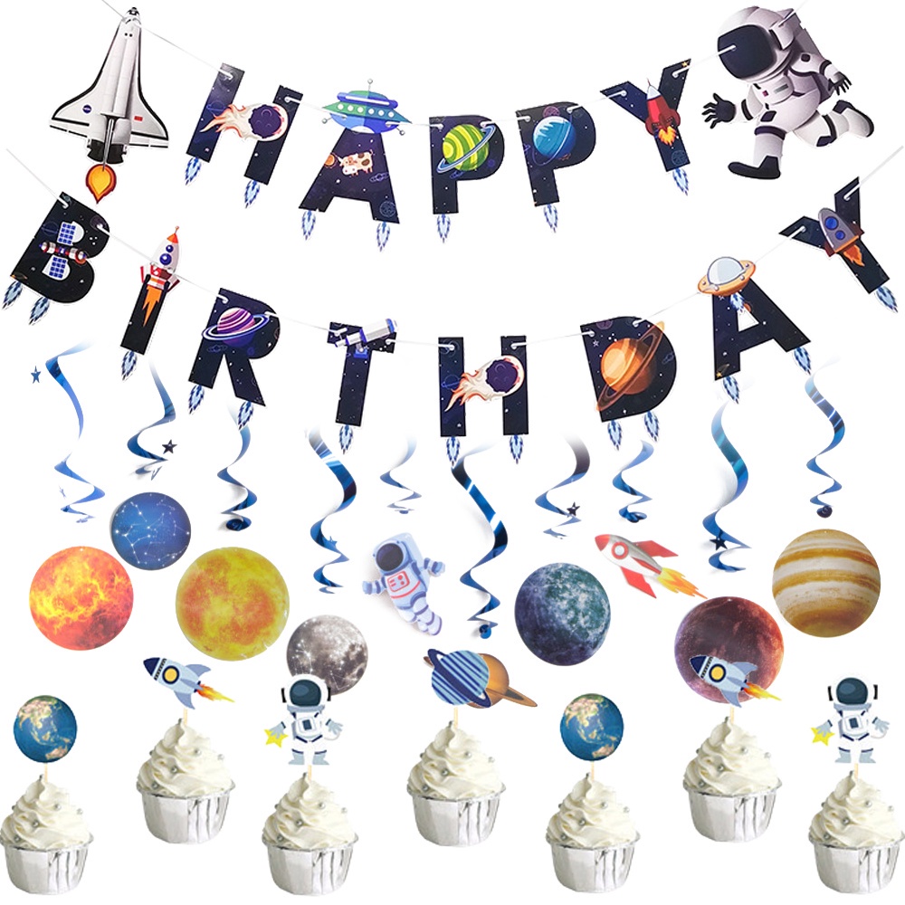 Outer Space Birthday Party Decorations Solar System Planets Happy ...