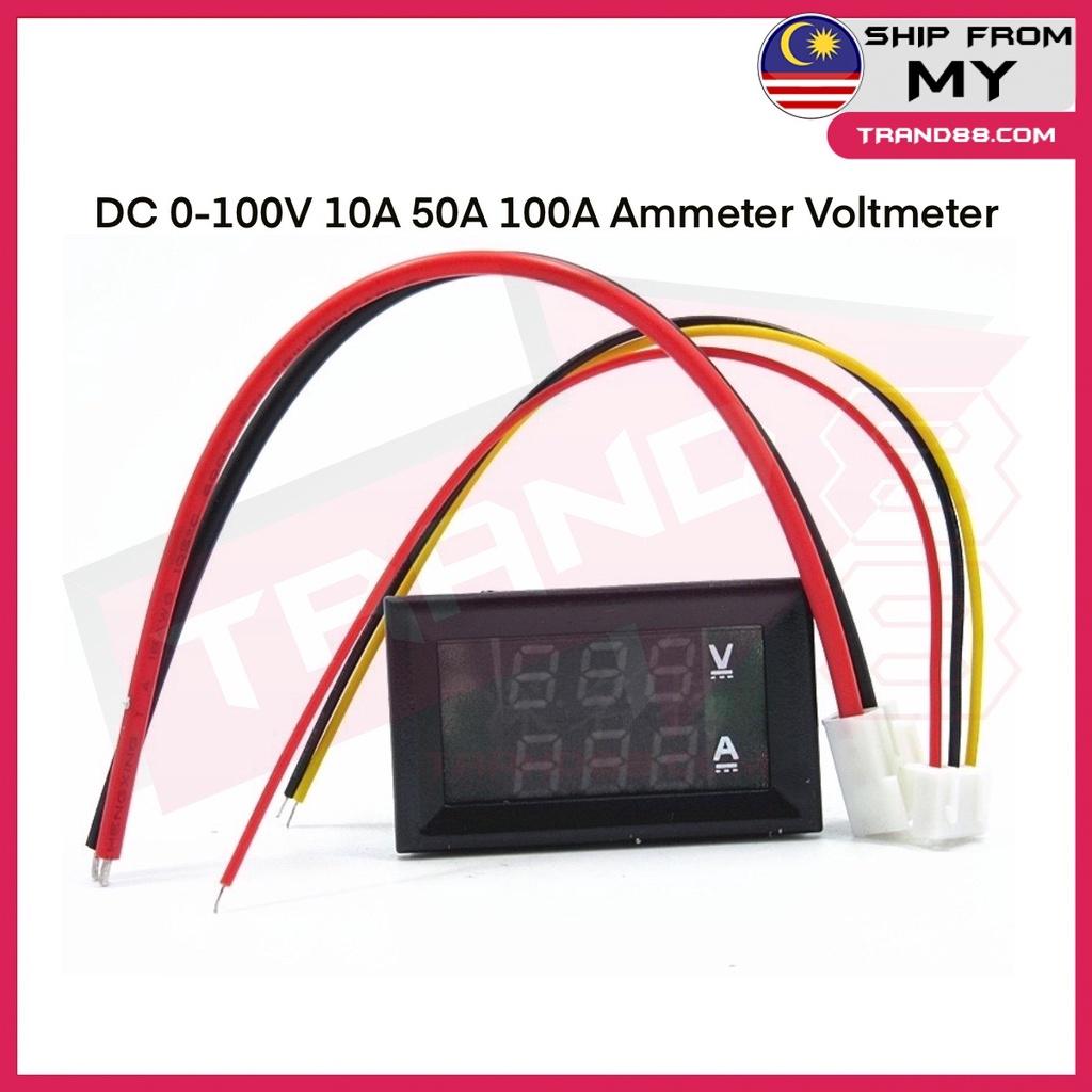 DC 0-100V 10A 50A 100A LED DC Dual Display Digital Current and Voltage Meter Ammeter Voltmeter ...