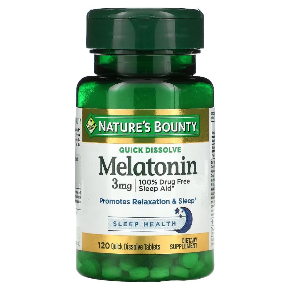 Nature's Bounty Melatonin 3 mg Natural Cherry 120 Quick Dissolve ...