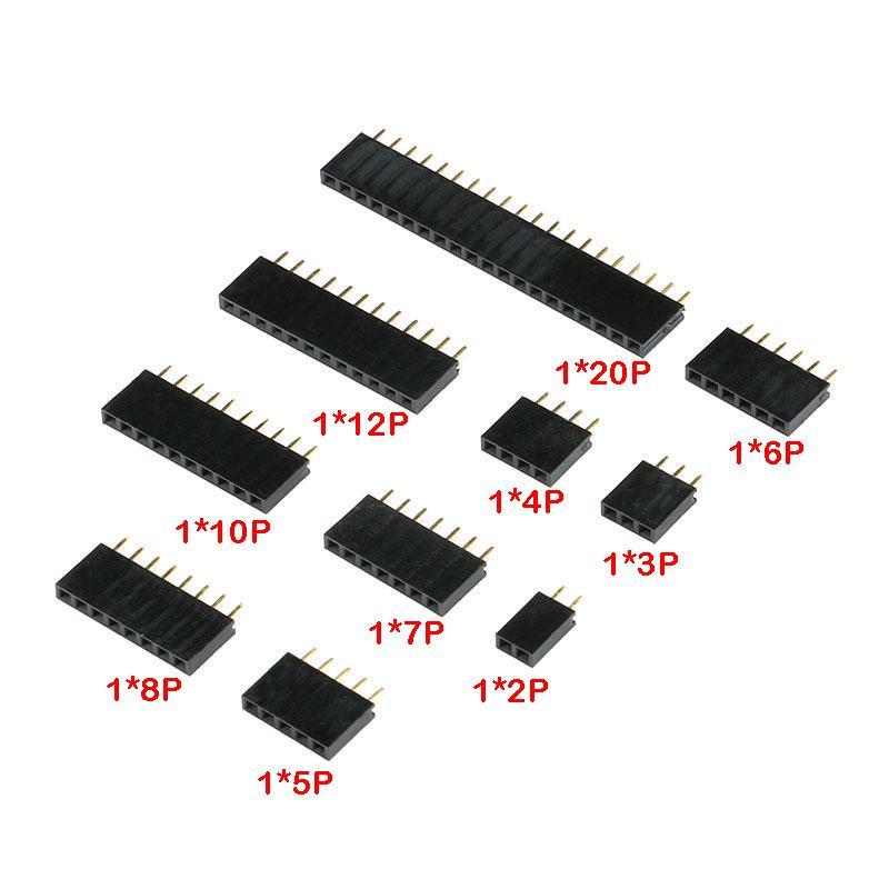 50pcs 2.54mm Single Row Female PCB Stright Pitch Connector 2P 3P 4P 5P 6P 7P 8P 10P 12P 16P 20P ...