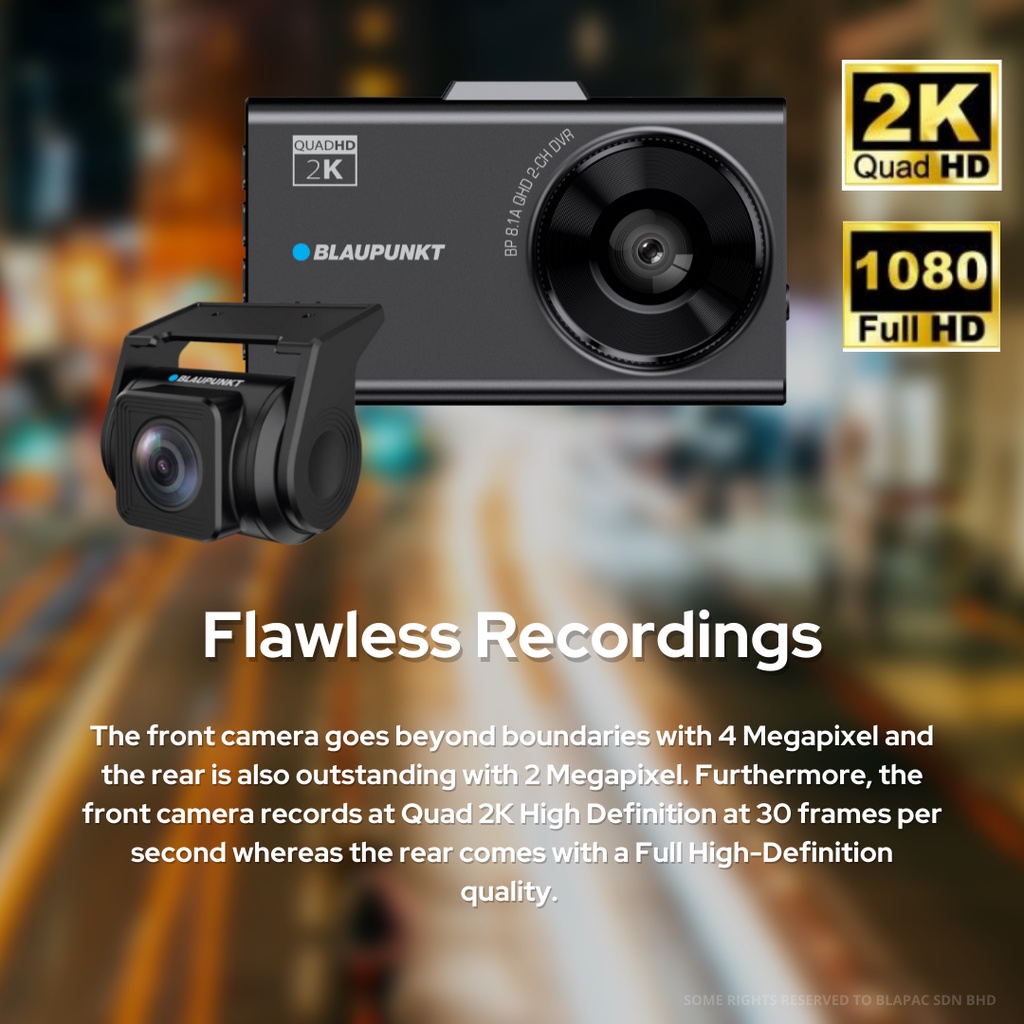 Blaupunkt Dashcam BP 8.1A 2-CH 2K Front Camera 12V/24V Digital Video ...
