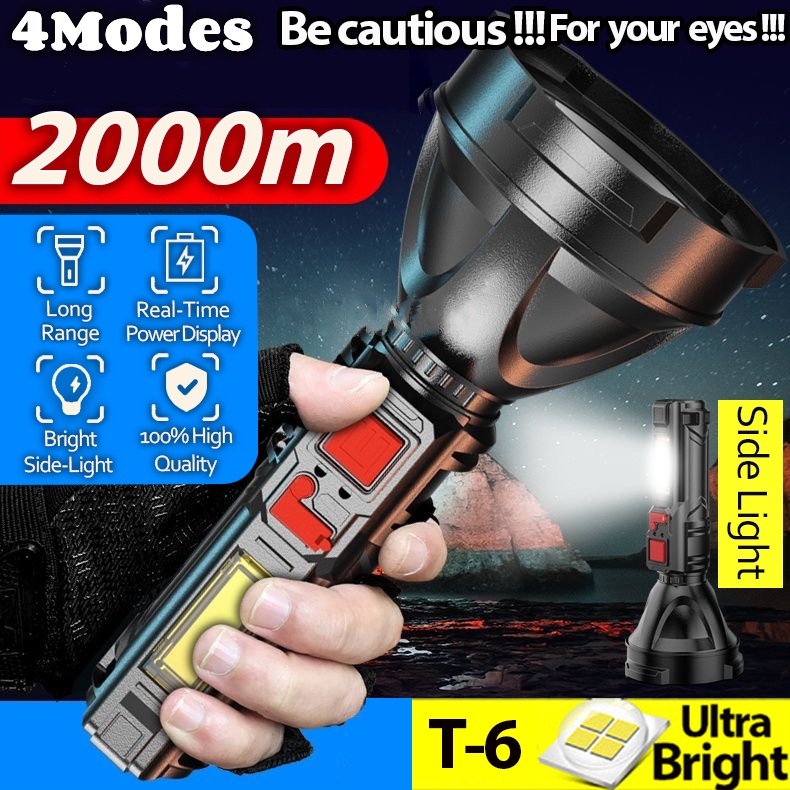 1000M Super High Power Flashlight LED Torch Light 4 mode Adjustment COB Torchlight Ultra Bright ...
