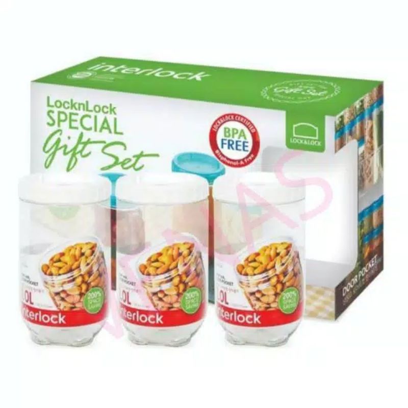 Lock n Lock Gift Set Hampers Eid Interlock 3p 1L / Lock&Lock Gift Set ...