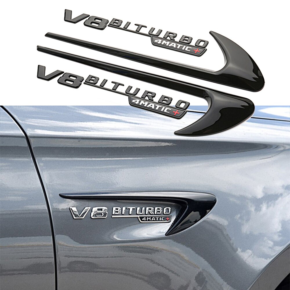 2pcs Car Side Fender Wind Vane Air Sticker V8 BITURBO for Mercedes Benz ...