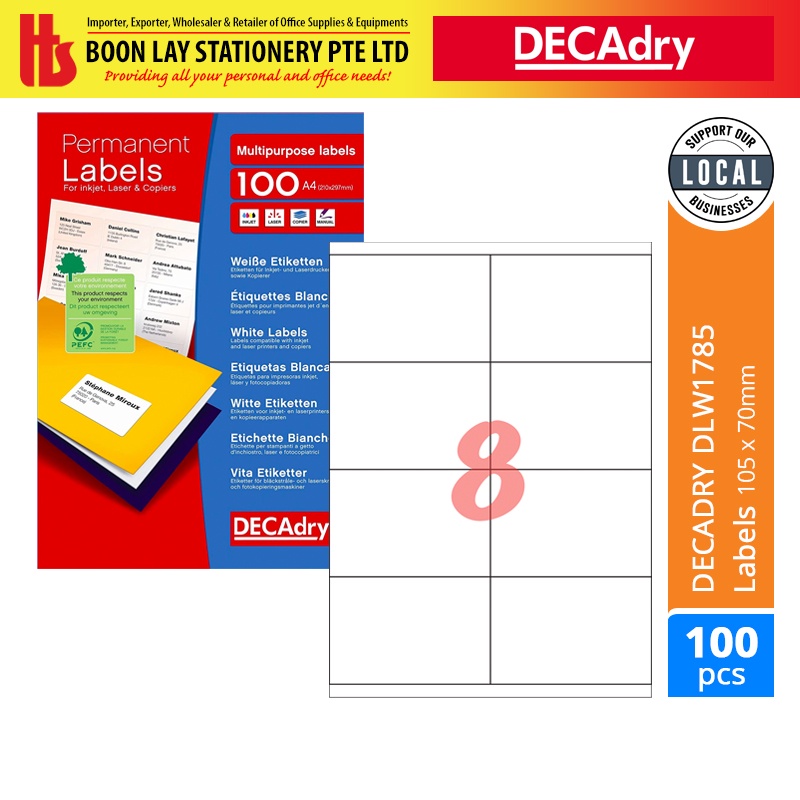 DECADRY DLW1785 Labels 105x70mm (100sheets/box) | Shopee Singapore