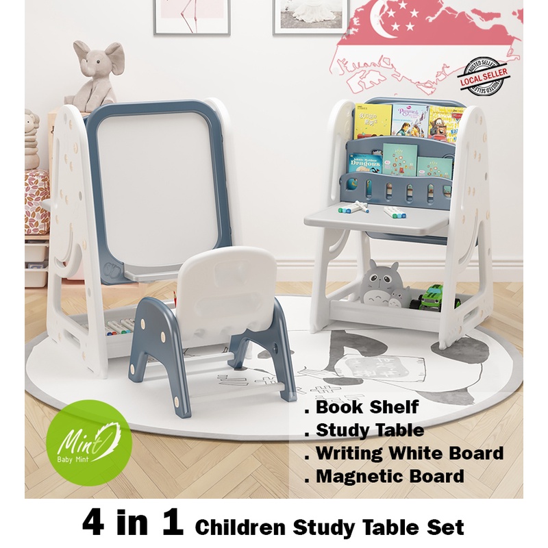 SG Stock - 4 In 1 Toddles Study Table Set Space Saver Fold-able Table ...
