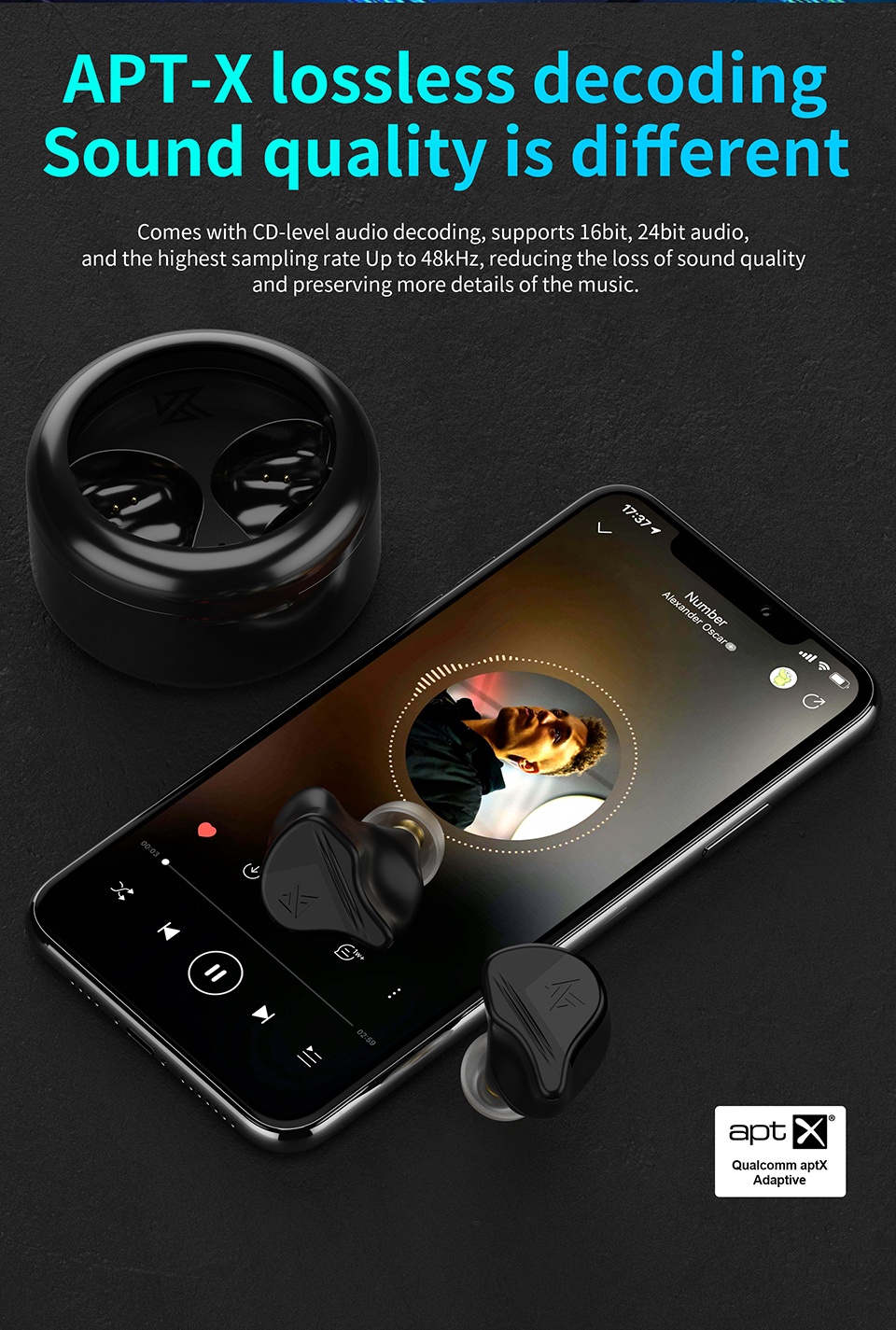 KZ VXS TWS Bluetooth 5.2 Wireless Earphones Earbud APTX Sport Earbuds ...