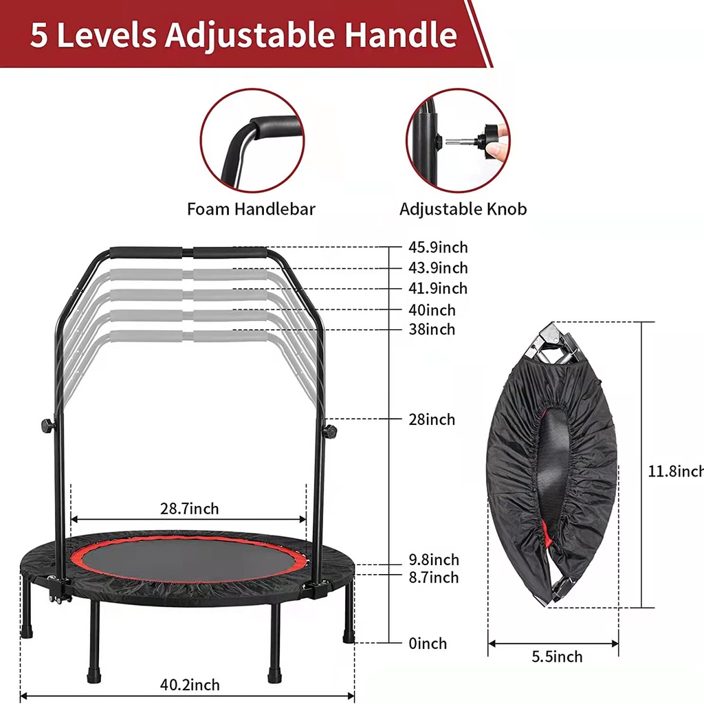 [Local Stock] Trampoline 40 Inch Folding Exercise With Armrest Indoor ...