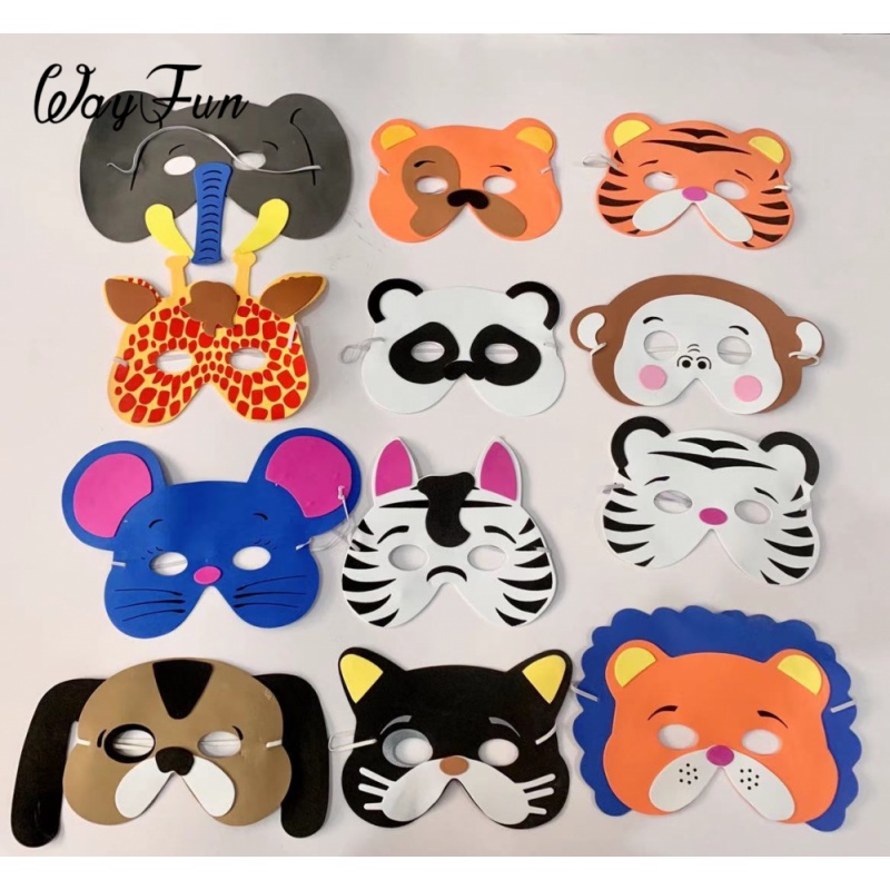 12 Pieces of Foam Realistic ANIMAL MASK Cartoon Children Children ...