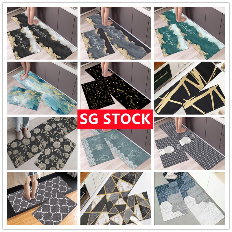 SG STOCK! Carpet Anti Slip Floor Mat Geometric Nordic Carpet Bathroom ...