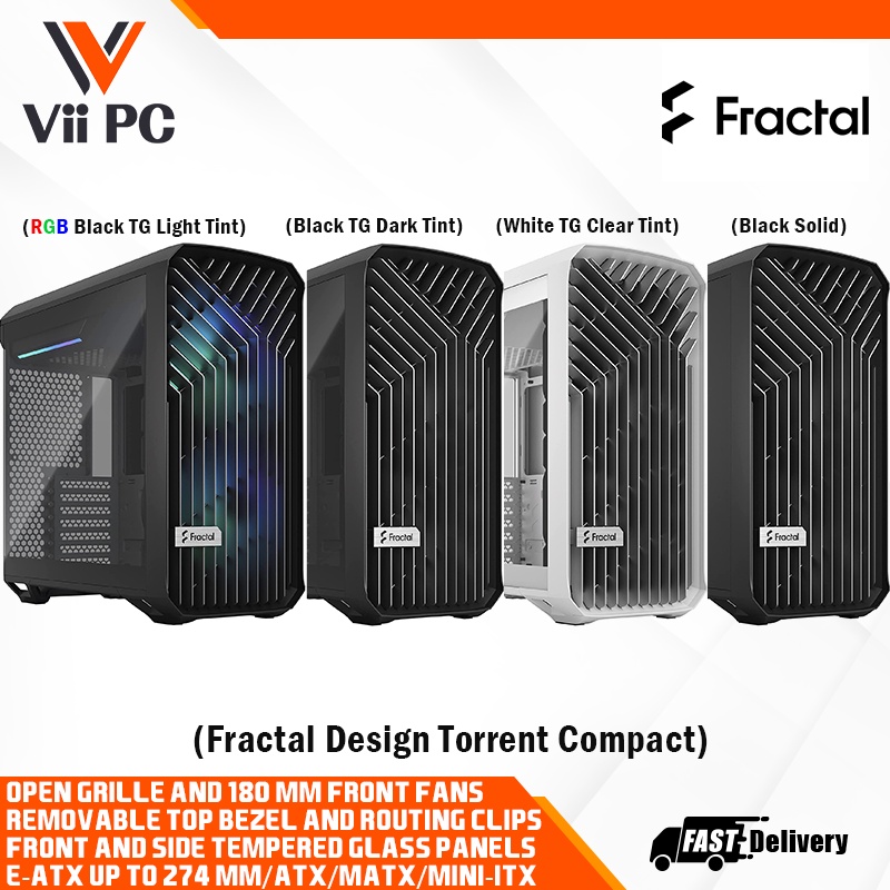 Fractal Design Torrent Compact High-Airflow, two 180 x 38 mm Dynamic ...