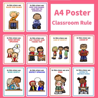 Classroom Rules A4 Educational Posters Kindergarten Classroom ...