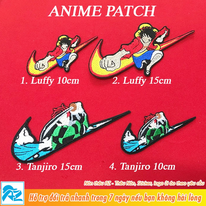 Iron fabric Patch embroidered luffy and tanjiro anime one piece kimetsu ...