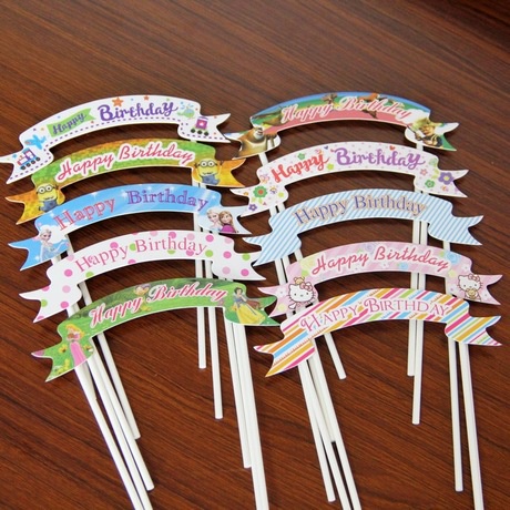 Cupcake Toppers Cake Flag Birthday Party Decorations Kids Cake Topper ...