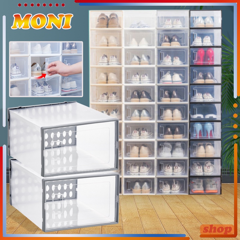 Shoe Box Large Foldable Storage Open Front Cover Accessories Connected ...