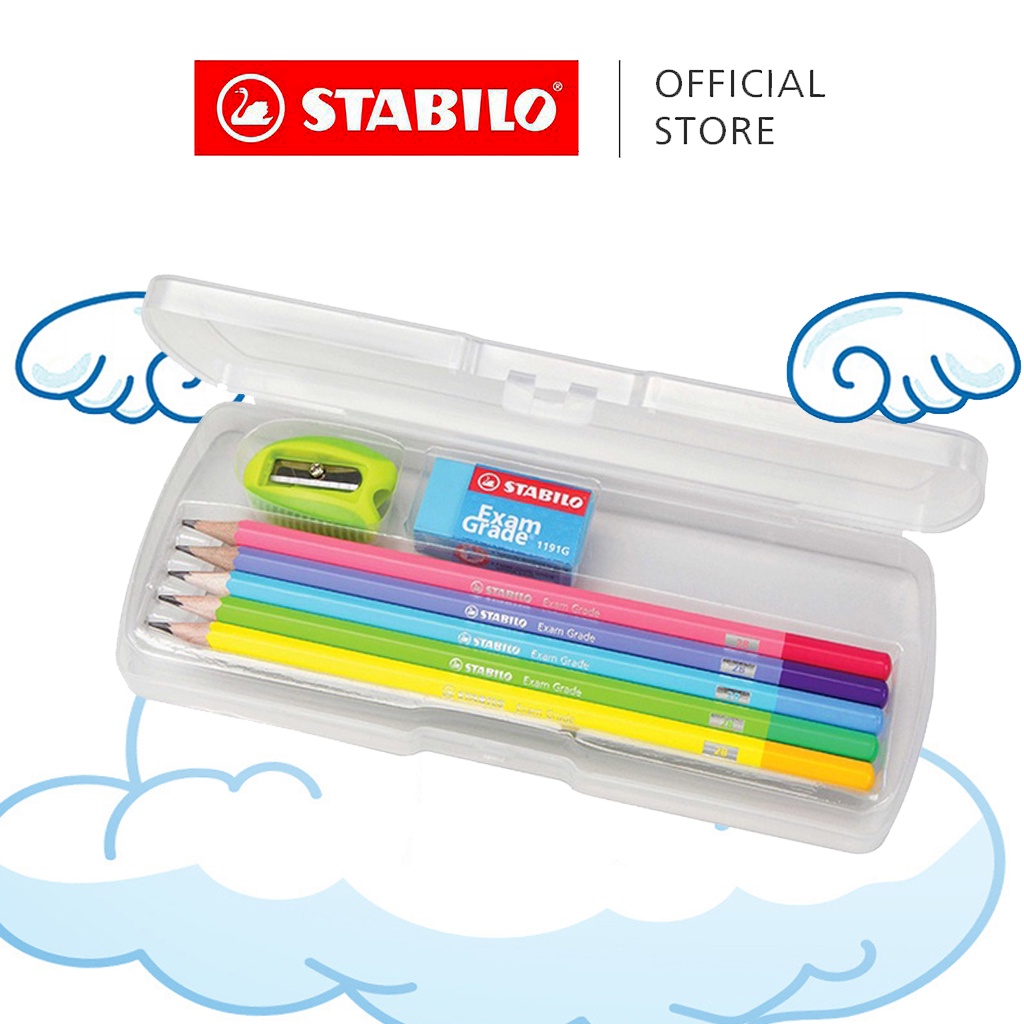 STABILO Colourful Exam Grade Kit Set & Pencil Case with 2B Pencils ...