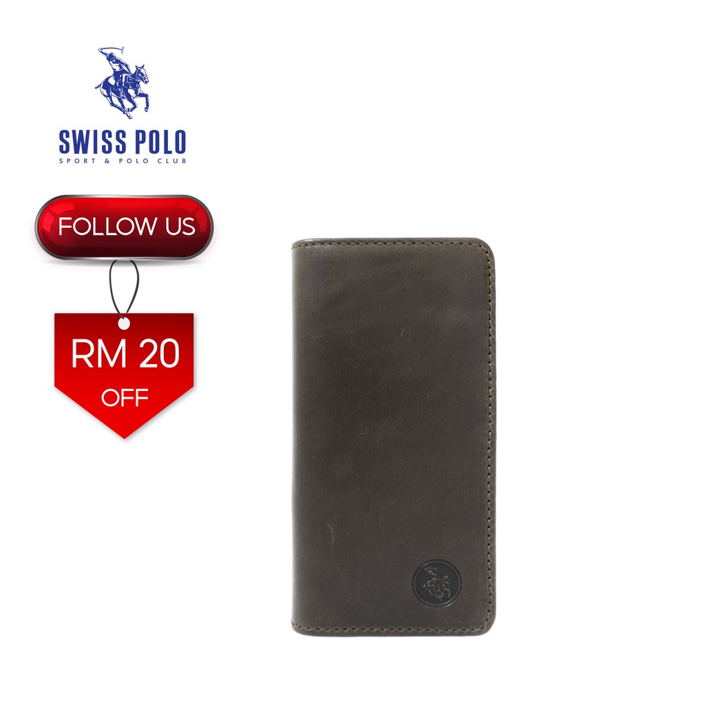 Swiss Polo Leather Long Wallet SW 114-1 Dark Grey | Shopee Singapore