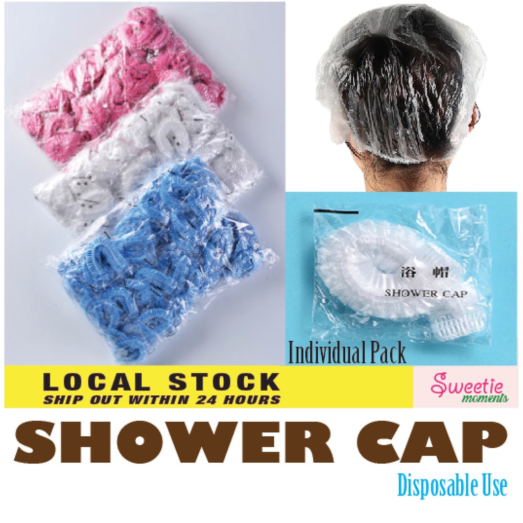 [🇸🇬 LOCAL STOCK] 20/50 PCS Disposable Transparent Elastic Shower Cap ...