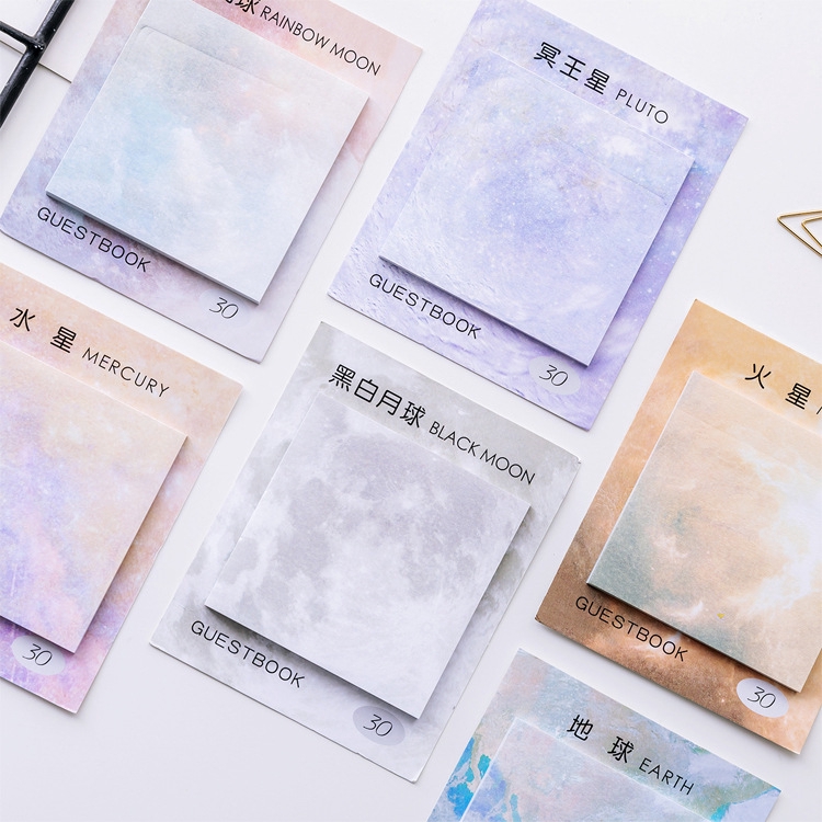 Square Aesthetic Planet Notes with Tearable Viscous Oil Painting ...