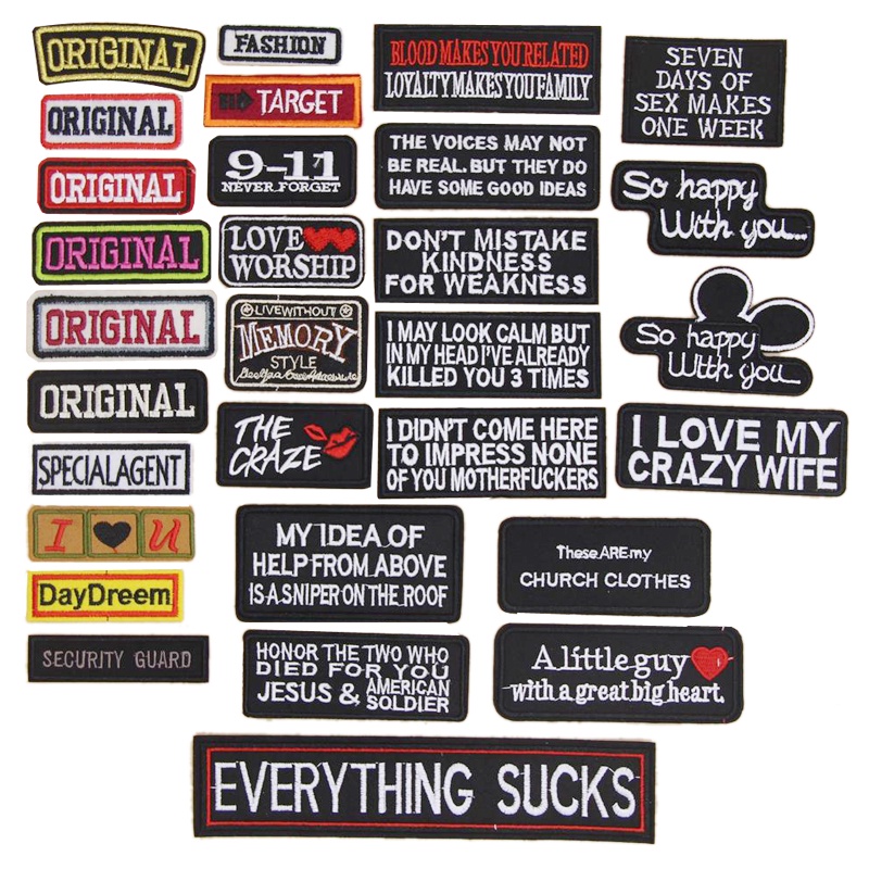 English Embroidery Cloth Stickers Clothes Badges Armbands Pants Patches ...